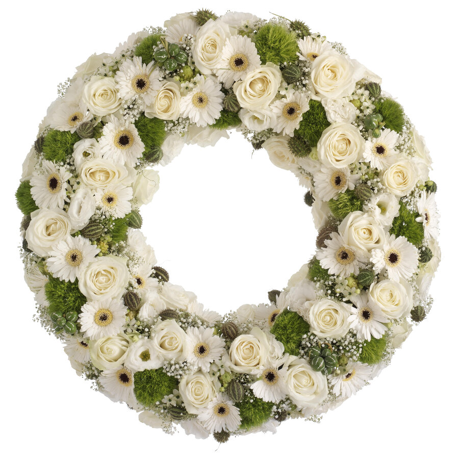 Moderne Crèmewitte Rouwkrans - Bloemen Bezorgen Utrecht